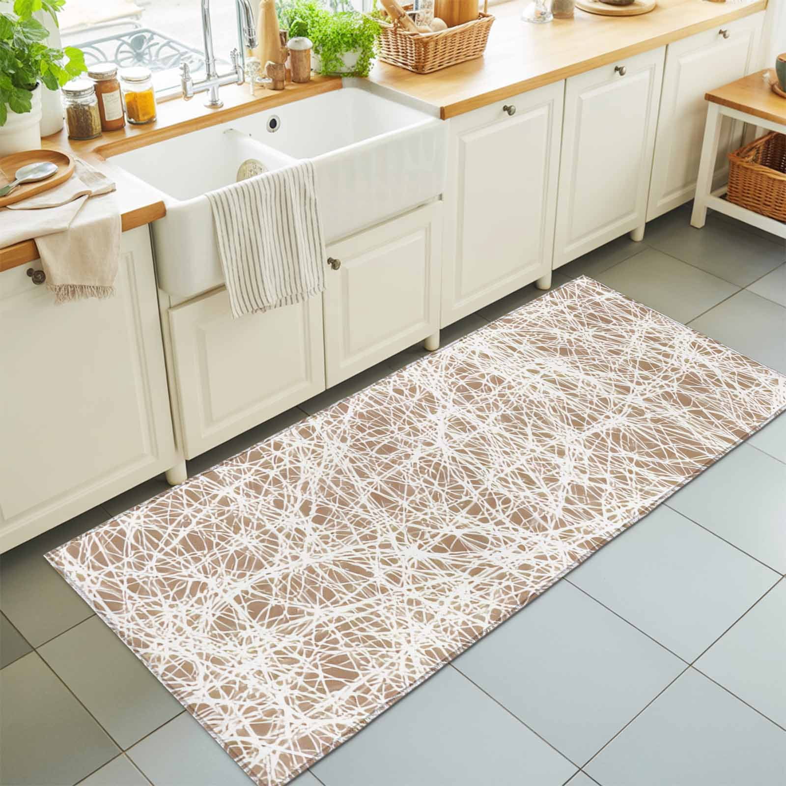 2'x6' Rug Runners for Hallways Kitchen, Spring Tan Cobweb Non Slip ...