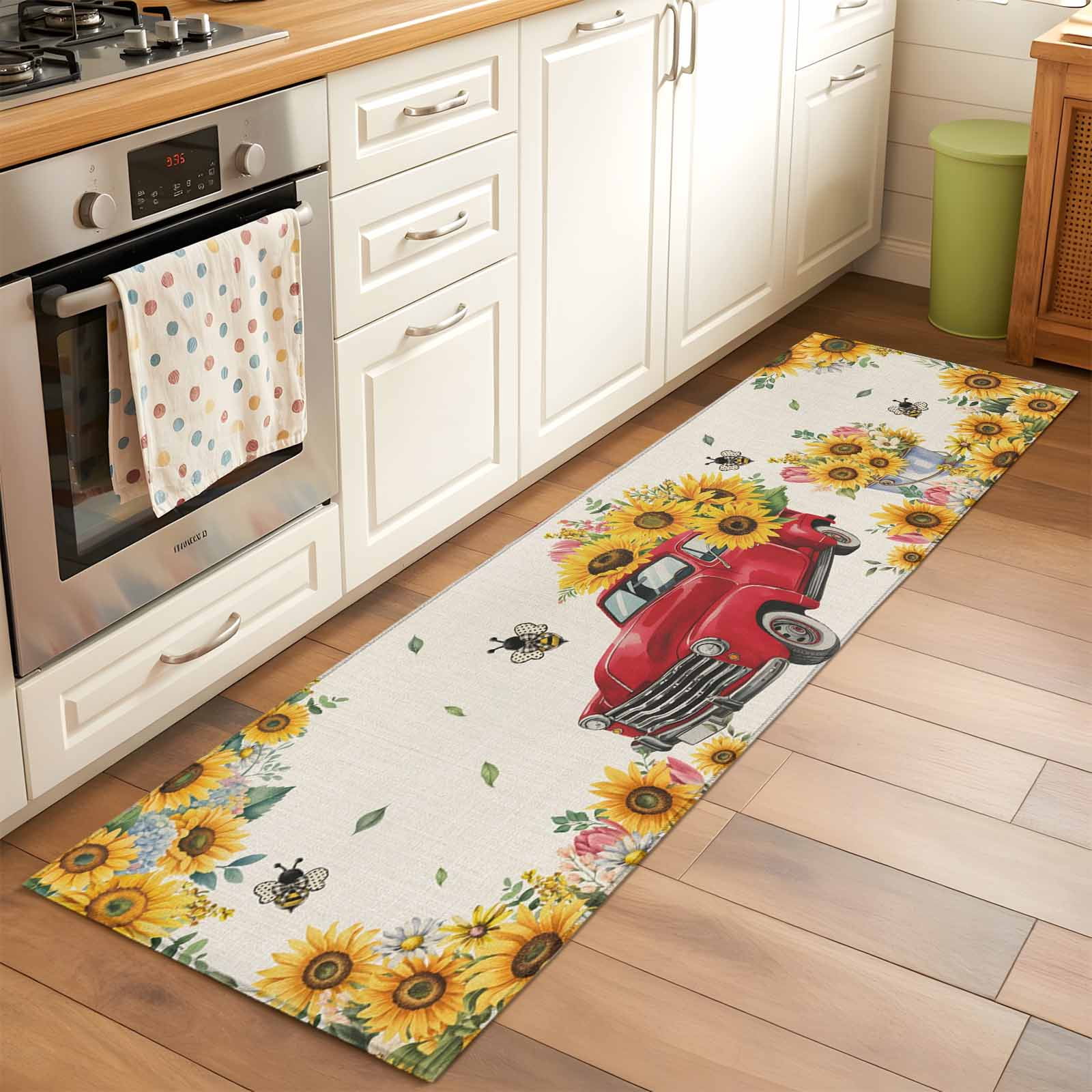 2'x6' Rug Runners for Hallways Kitchen, Spring Yellow Sunflowers Non ...