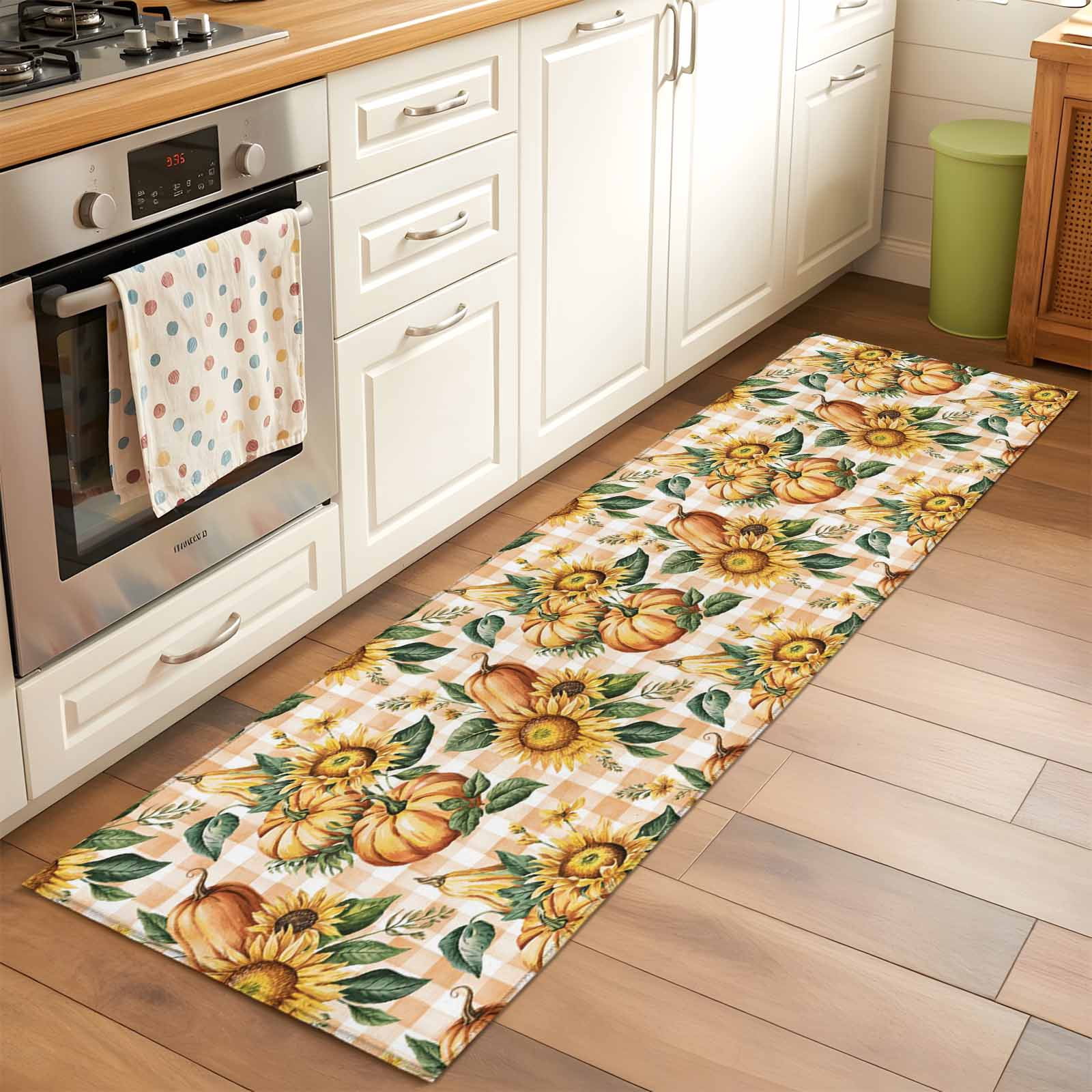 2'x6' Rug Runners for Hallways Kitchen, Sunflower Pumpkins Non Slip ...