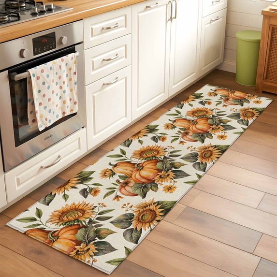 2'x6' Rug Runners for Hallways Kitchen, Sunflower Pumpkins Non Slip ...