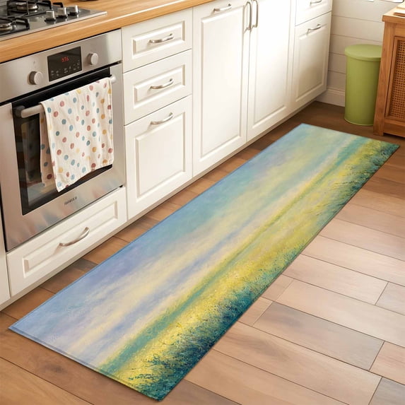2'x6' Rug Runners for Hallways Kitchen, Teal Blue Field Non Slip ...