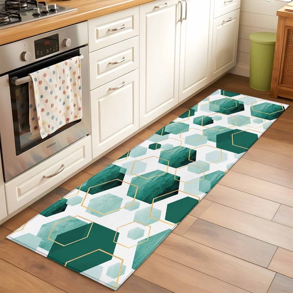 2'x6' Rug Runners for Hallways Kitchen, Turquoise Marble Non Slip ...