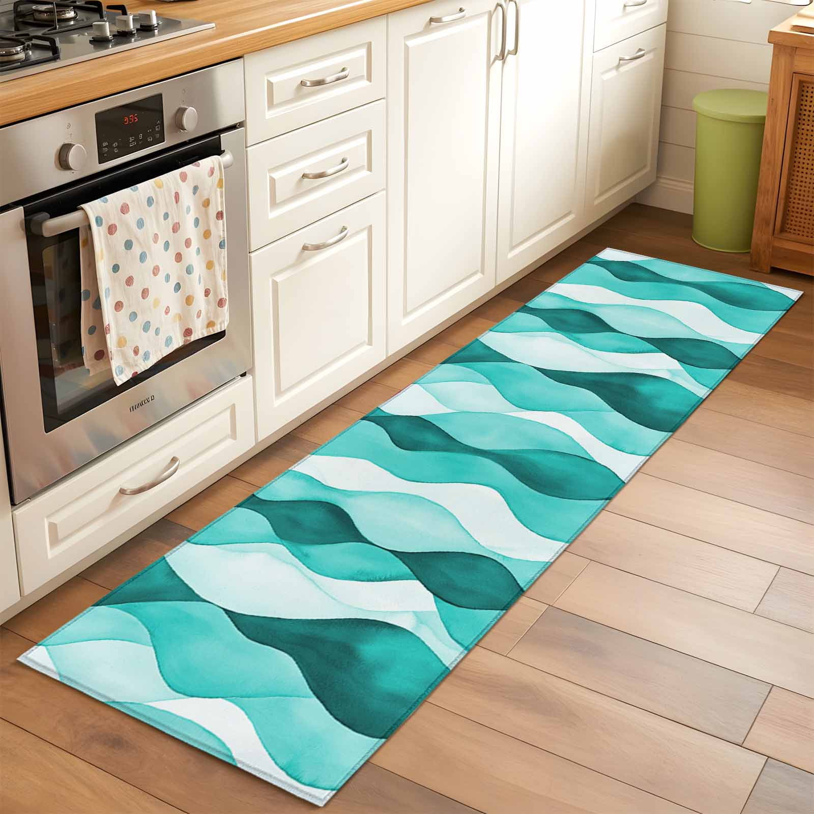 2'x6' Rug Runners for Hallways Kitchen, Turquoise Stripes Non Slip ...