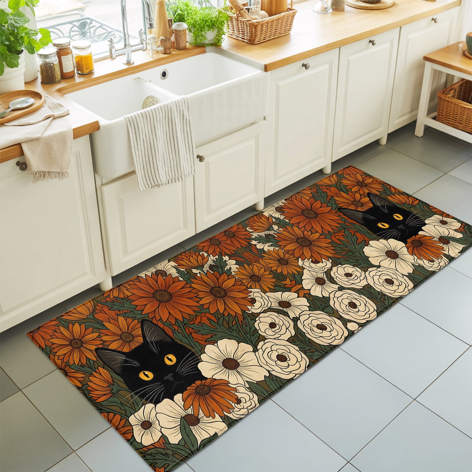 2'x6' Rug Runners for Hallways Kitchen, Vintage Abstract Floral Non ...