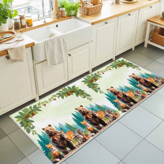 2'x6' Rug Runners for Hallways Kitchen, Vintage Forest Animals Non Slip ...