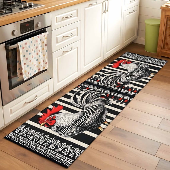 2'x6' Rug Runners for Hallways Kitchen, Vintage Rooster Non Slip ...