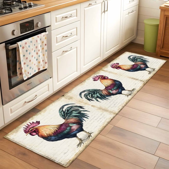 2'x6' Rug Runners for Hallways Kitchen, Vintage Rooster Non Slip ...