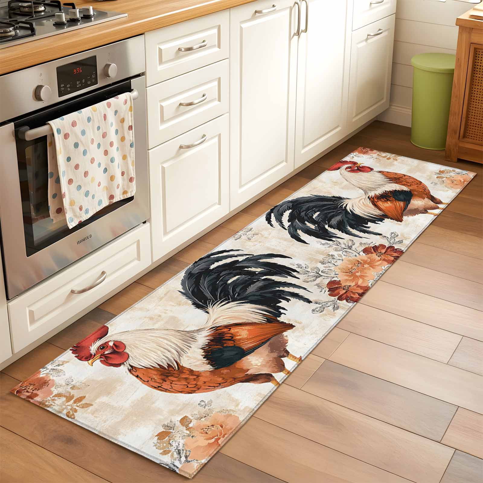 2'x6' Rug Runners for Hallways Kitchen, Vintage Rooster Non Slip ...