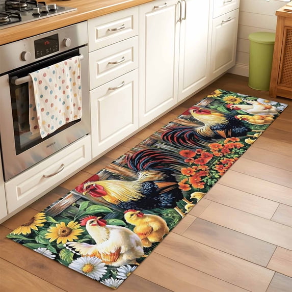 2'x6' Rug Runners for Hallways Kitchen, Vintage Rooster Non Slip ...