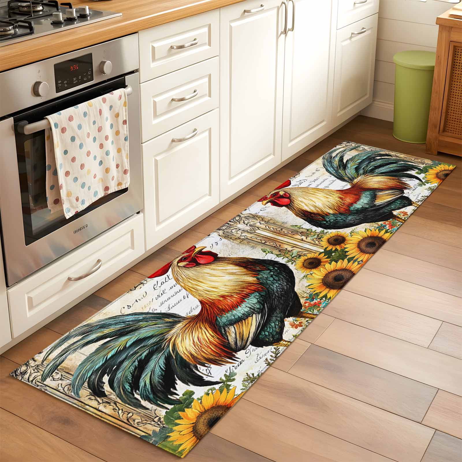 2'x6' Rug Runners for Hallways Kitchen, Vintage Rooster Non Slip ...