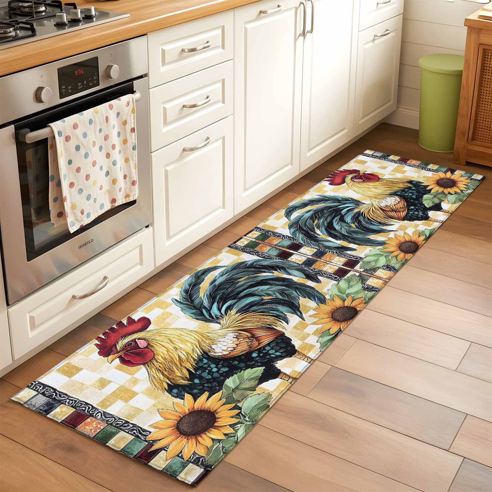 2'x6' Rug Runners for Hallways Kitchen, Vintage Rooster Non Slip ...