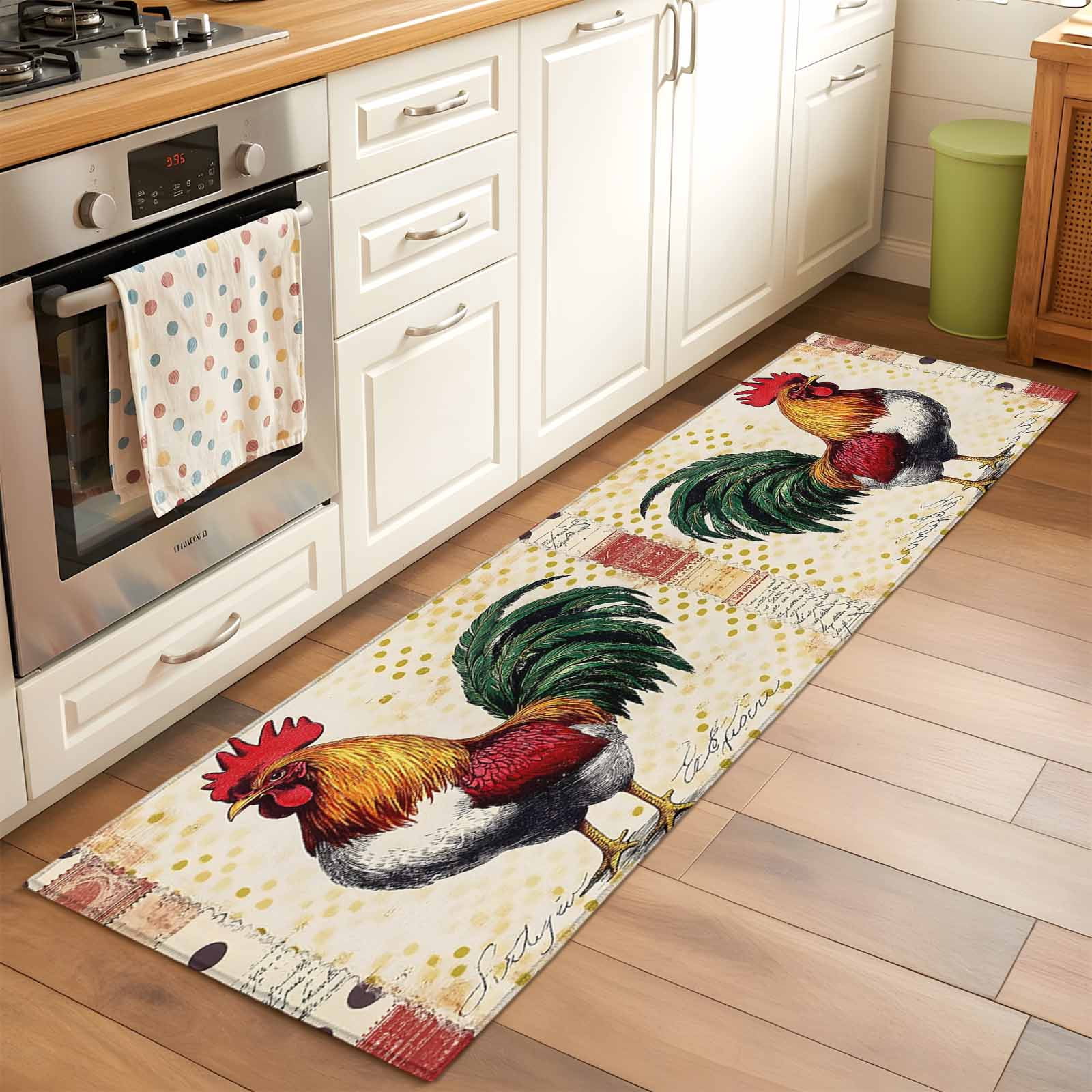 2'x6' Rug Runners for Hallways Kitchen, Vintage Rooster Non Slip ...