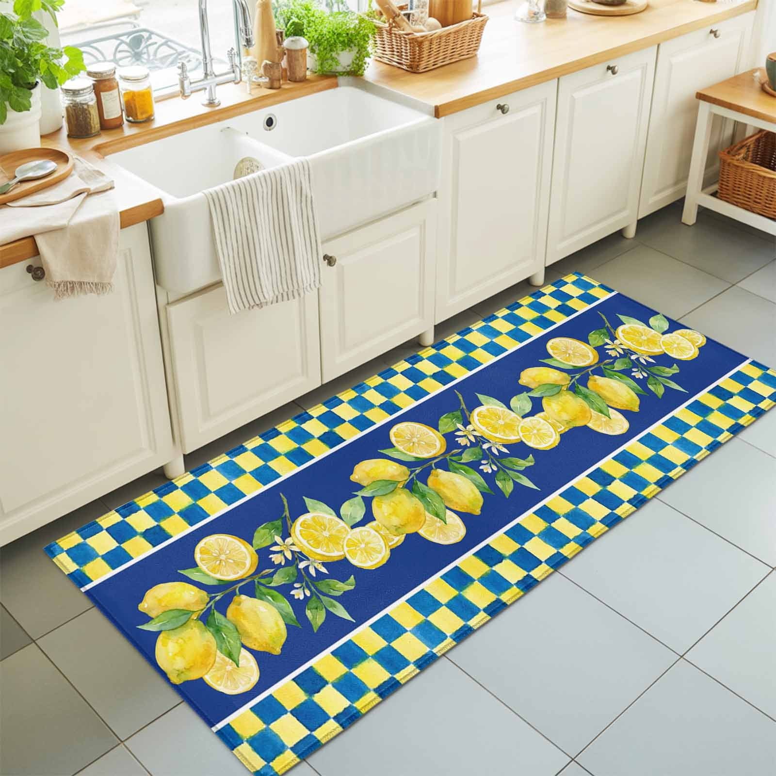 2'x6' Rug Runners for Hallways Kitchen, Watercolor Lemon Non Slip ...