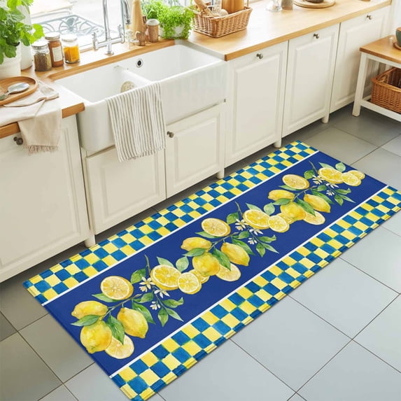 2'x6' Rug Runners for Hallways Kitchen, Watercolor Lemon Non Slip ...