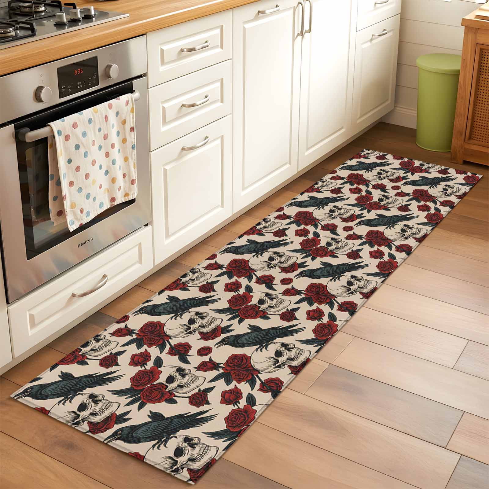 2'x6' Rug Runners for Hallways Kitchen, White Skull Halloween Non Slip ...