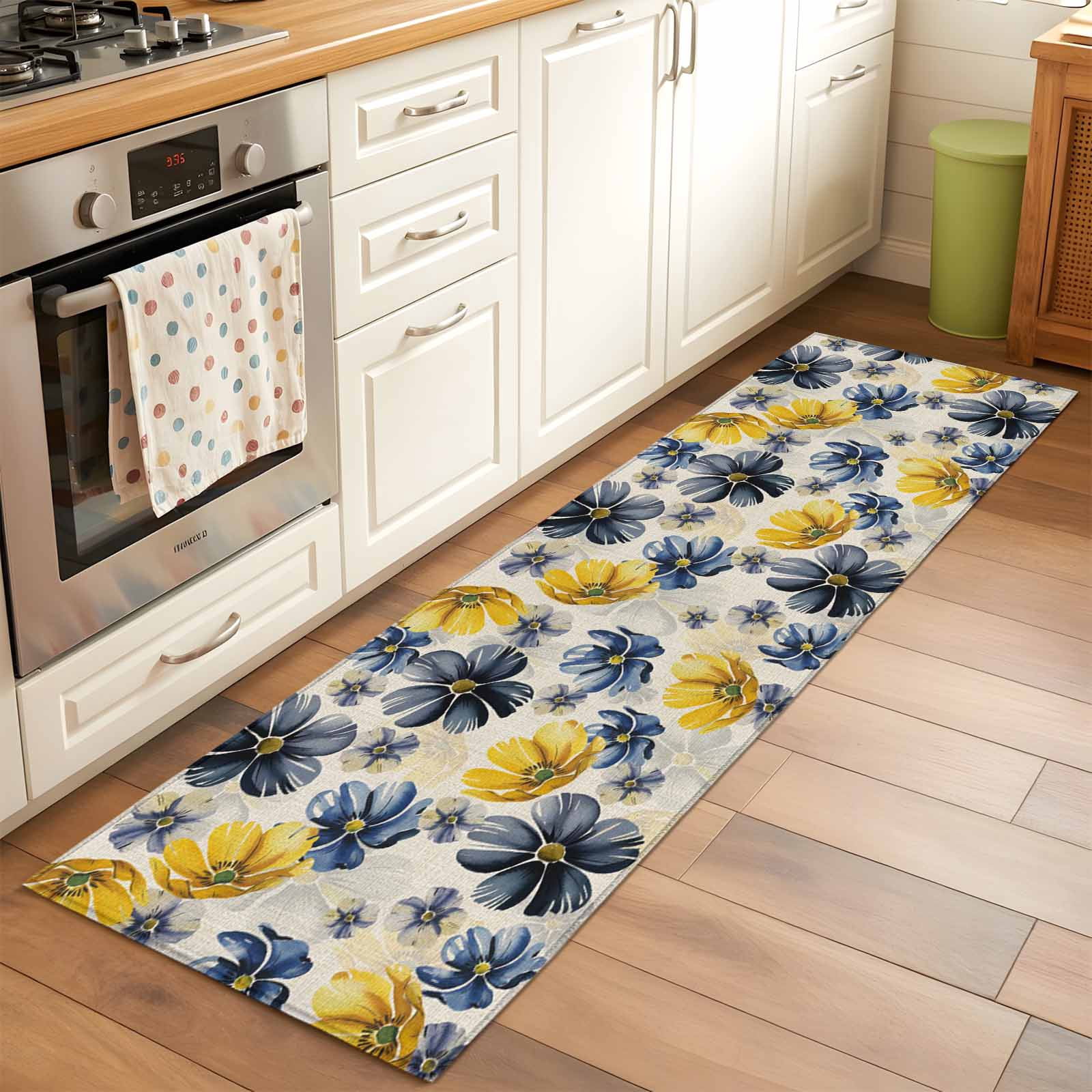 2'x6' Rug Runners for Hallways Kitchen, Yellow Floral Non Slip Entryway ...