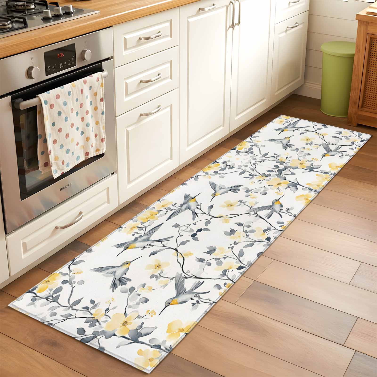 2'x6' Rug Runners for Hallways Kitchen, Yellow Floral Spring Non Slip ...