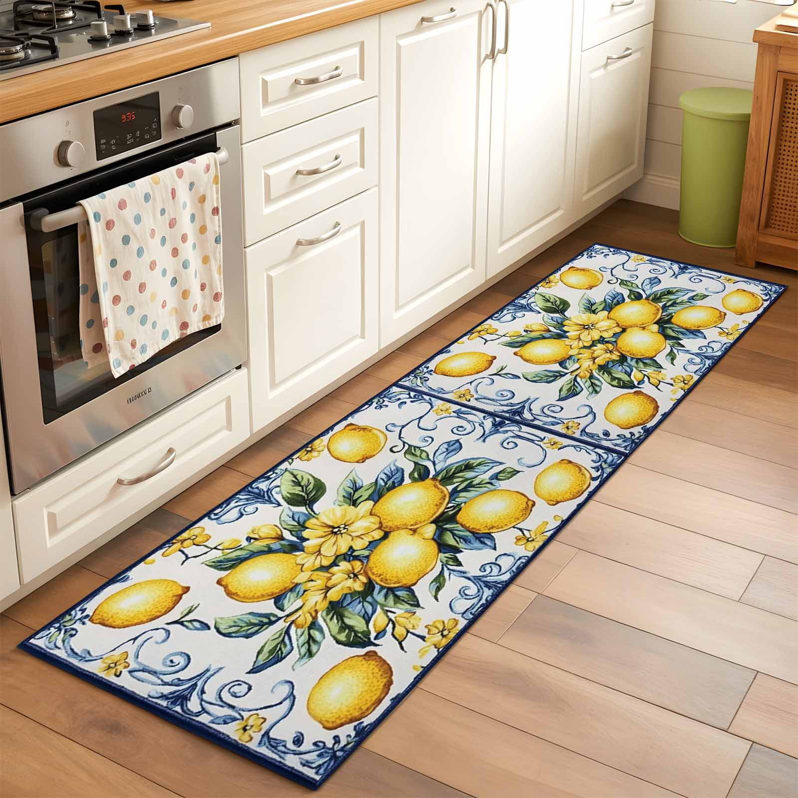 2'x6' Rug Runners for Hallways Kitchen, Yellow Lemon Non Slip Entryway ...