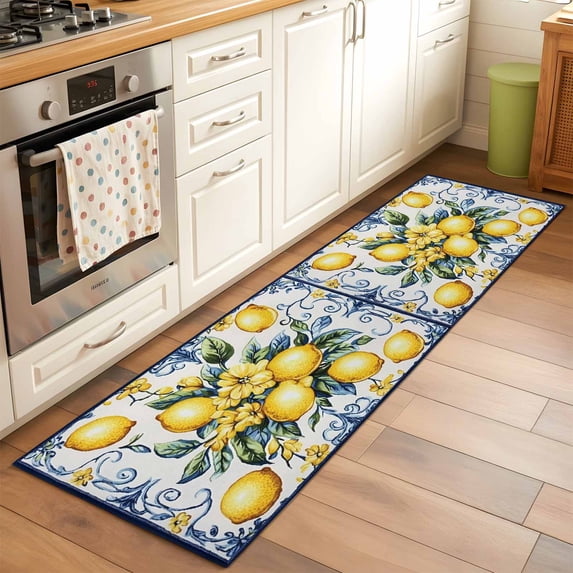 2'x6' Rug Runners for Hallways Kitchen, Yellow Lemon Non Slip Entryway ...