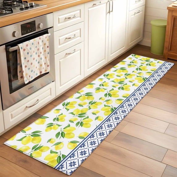 2'x6' Rug Runners for Hallways Kitchen, Yellow Lemons Non Slip Entryway ...