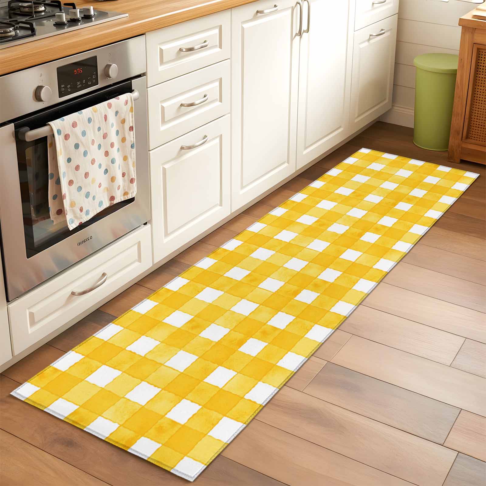 2'x6' Rug Runners for Hallways Kitchen, Yellow Plaid Non Slip Entryway ...