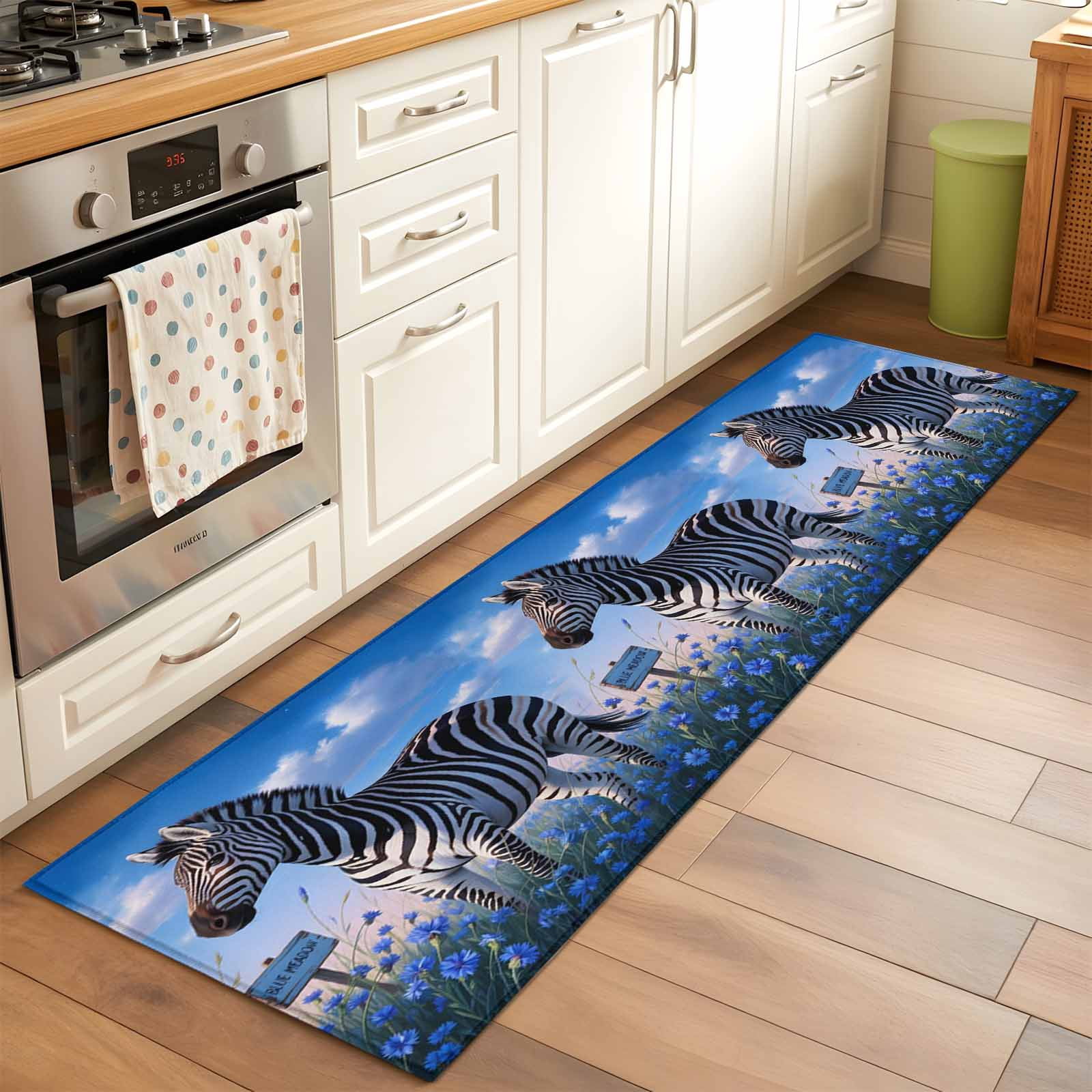 2'x6' Rug Runners for Hallways Kitchen, Zebra Grassland Non Slip ...