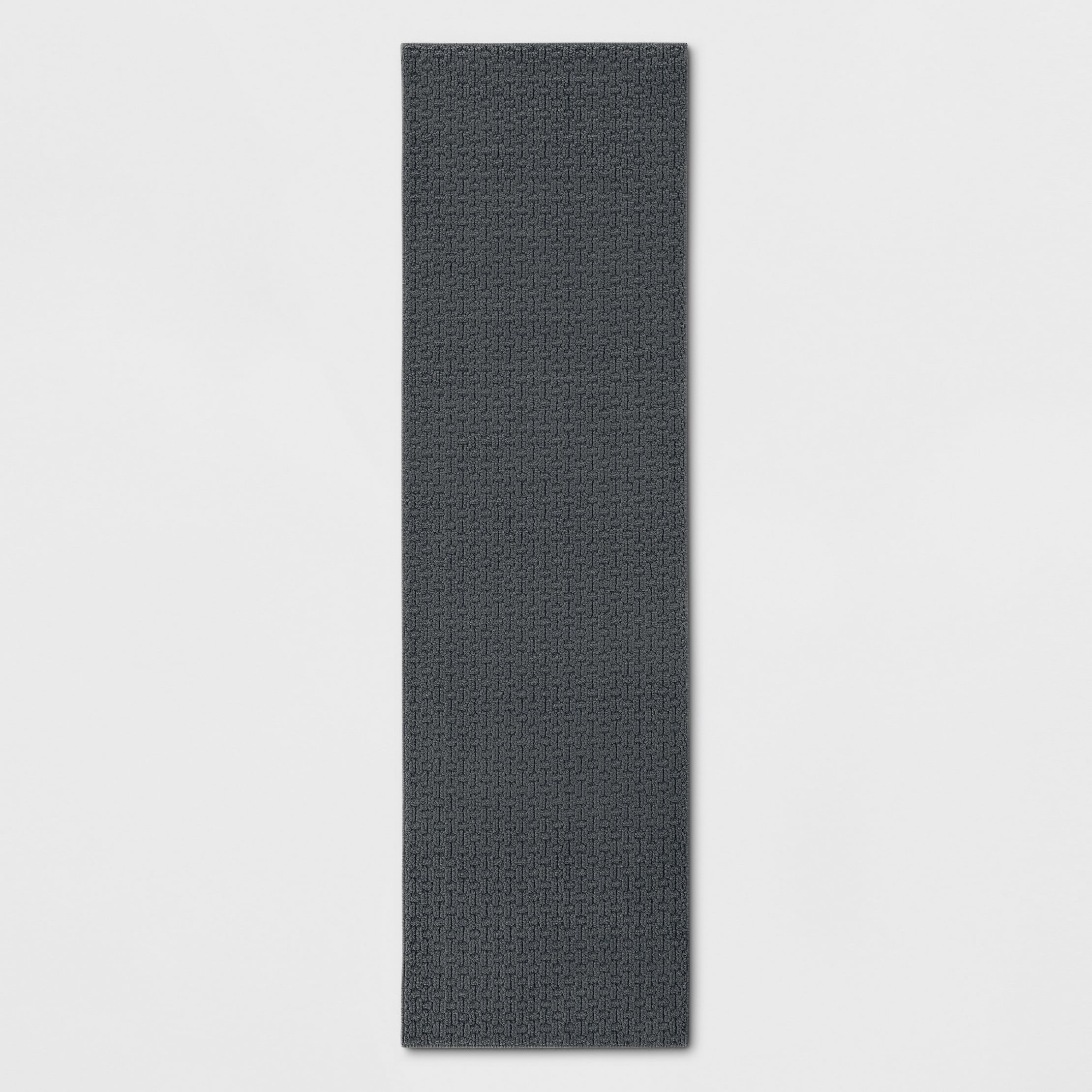 2'x7' Washable Solid Machine Tufted Runner Rug Gray: Skid-Resistant ...