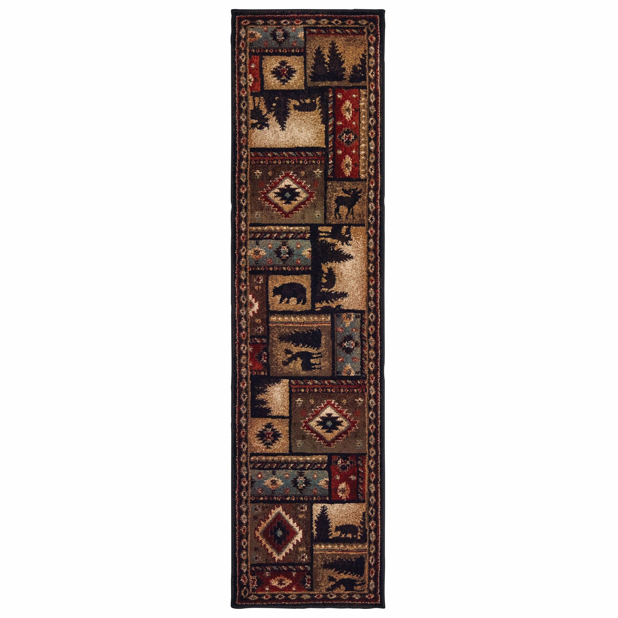 2â€™x8â€™ Black and Brown Nature Lodge Runner Rug - Walmart.com