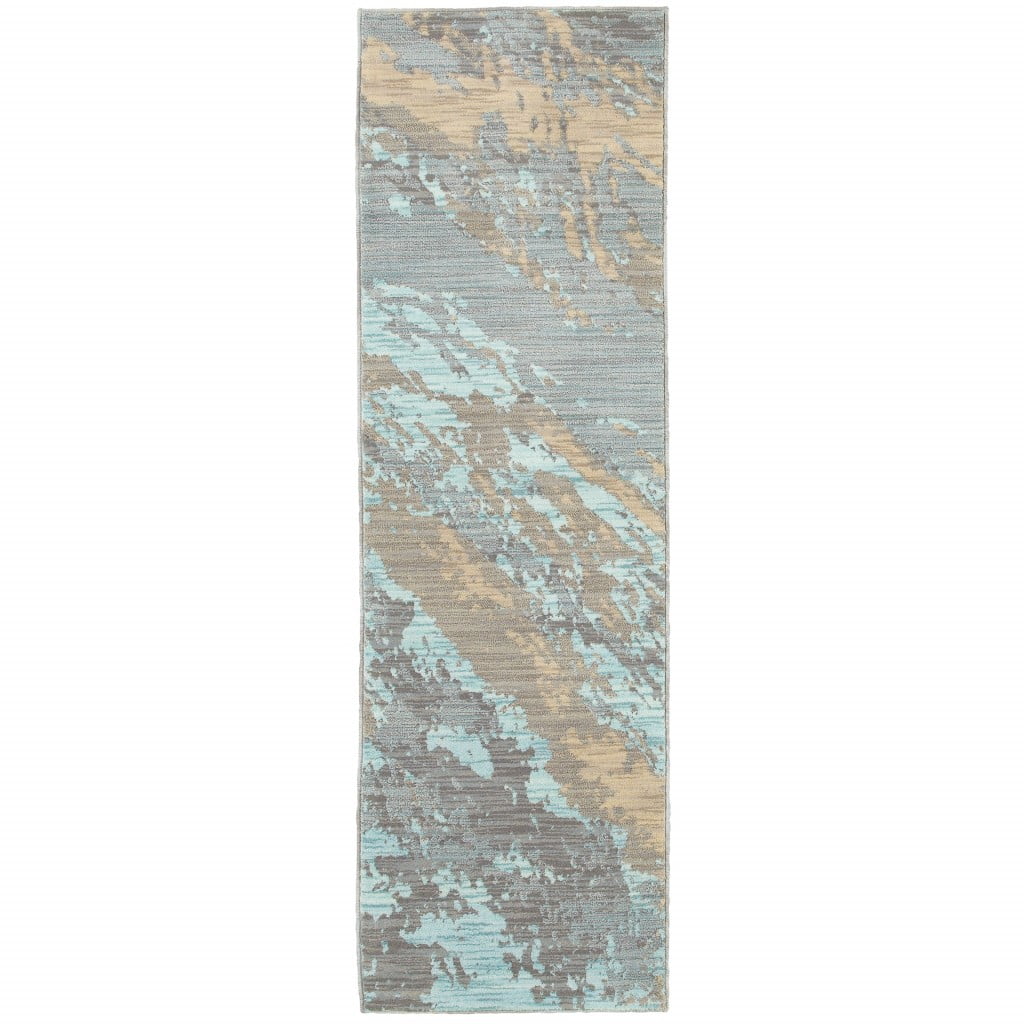 2â€™x8â€™ Blue and Gray Abstract Impasto Runner Rug - Walmart.com
