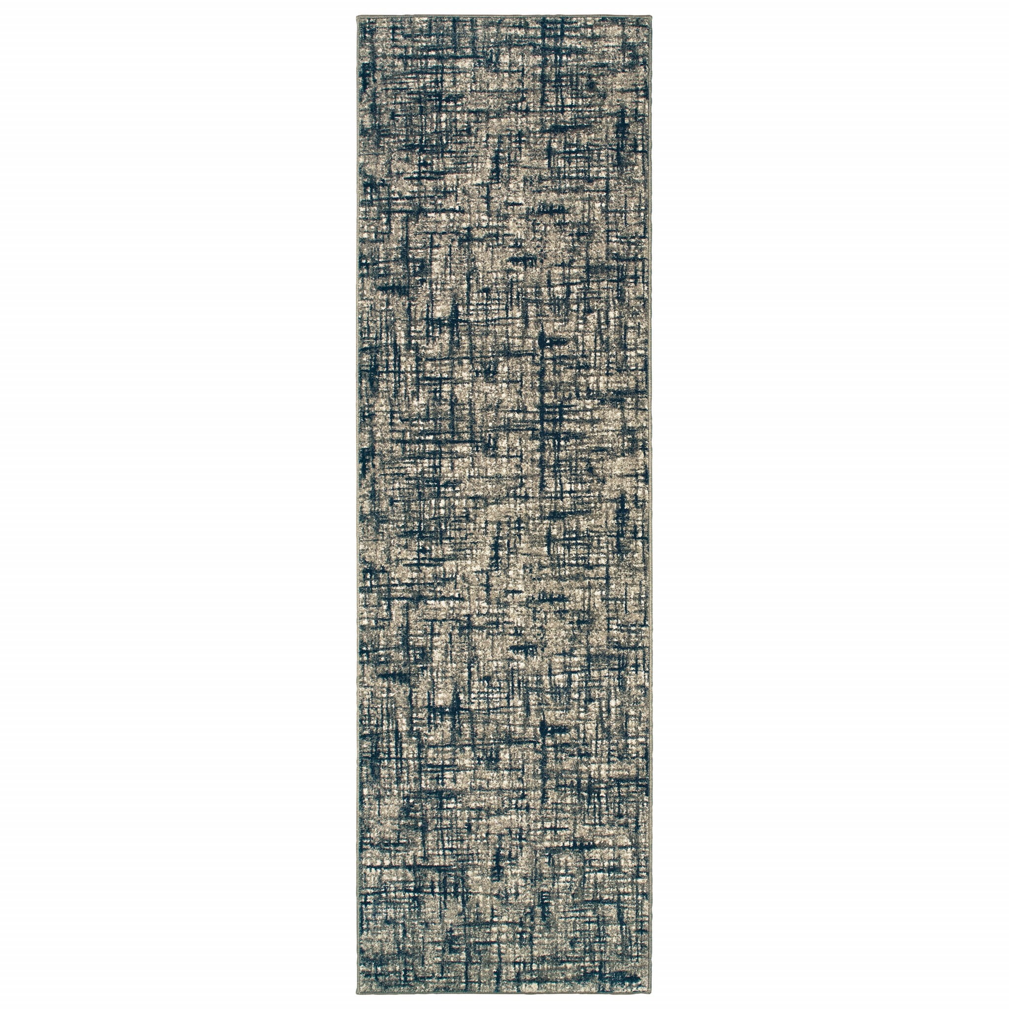 2â€™x8â€™ Gray and Navy Abstract Runner Rug - Walmart.com