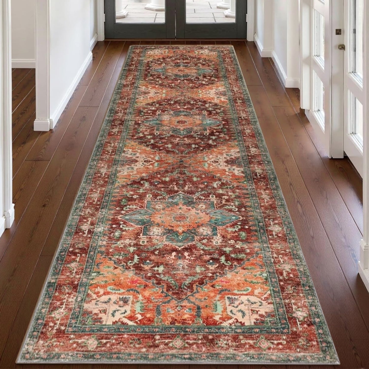 2'x8' Runner Rugs, Yamaziot Washable Brown Rug Runner with Rubber ...