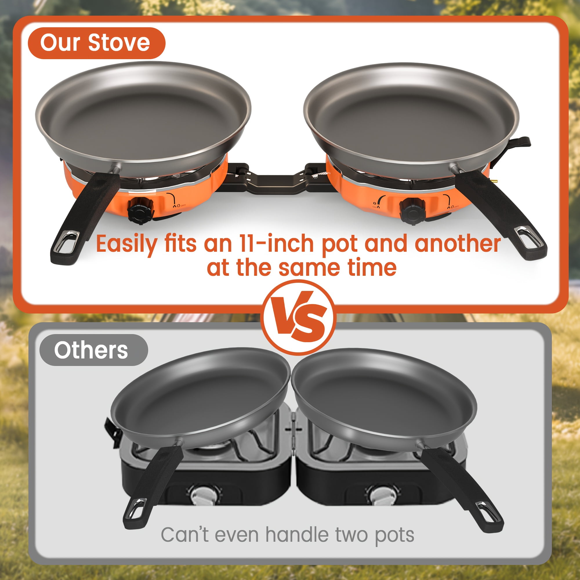 20,000 BTU Dual-Burner Propane Camping Stove with Adjustable Flame ...