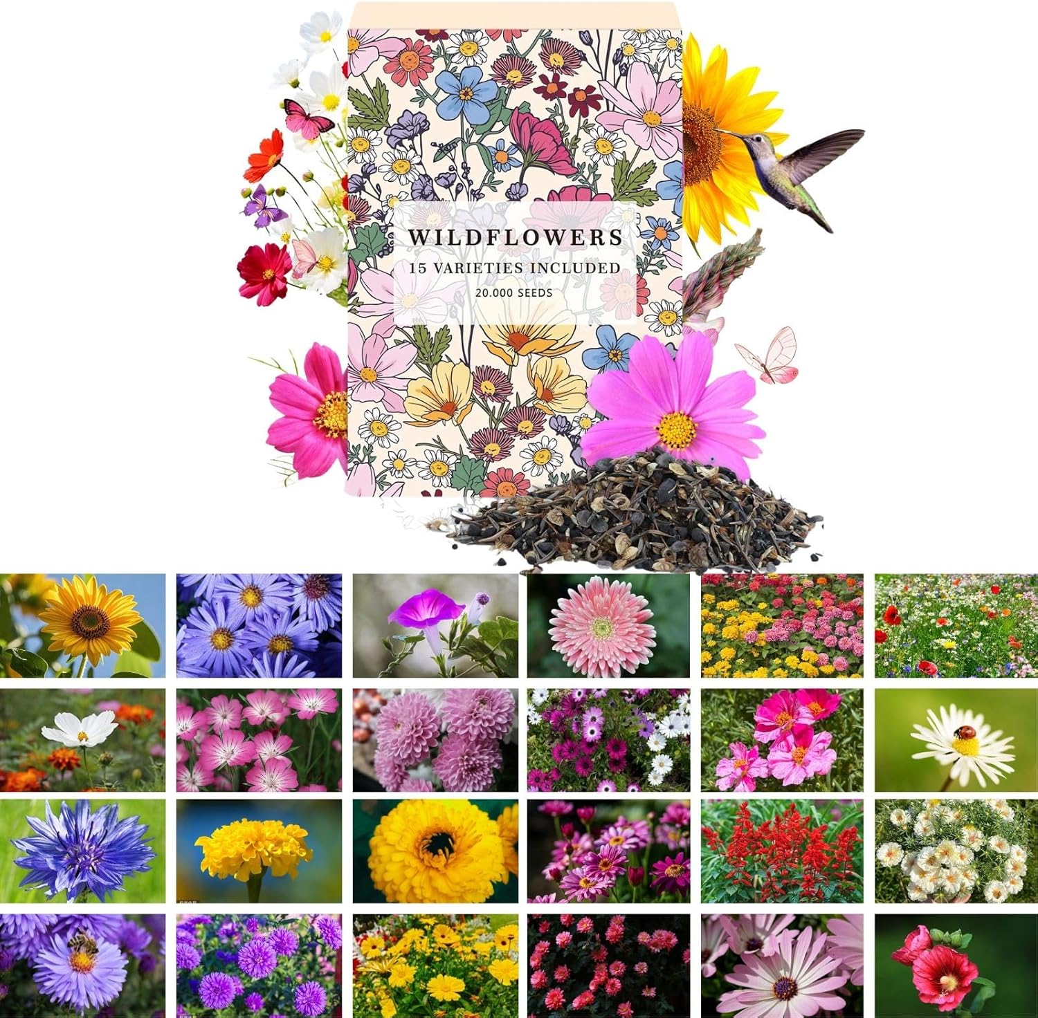 20,000+ Premium Wildflower Seeds - Annual & Perennial Mix | Non-GMO ...