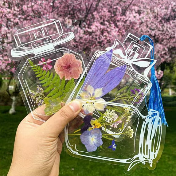20/100 Pcs DIY Transparent Dried Flower Bookmarks Clear Pressed Flower ...
