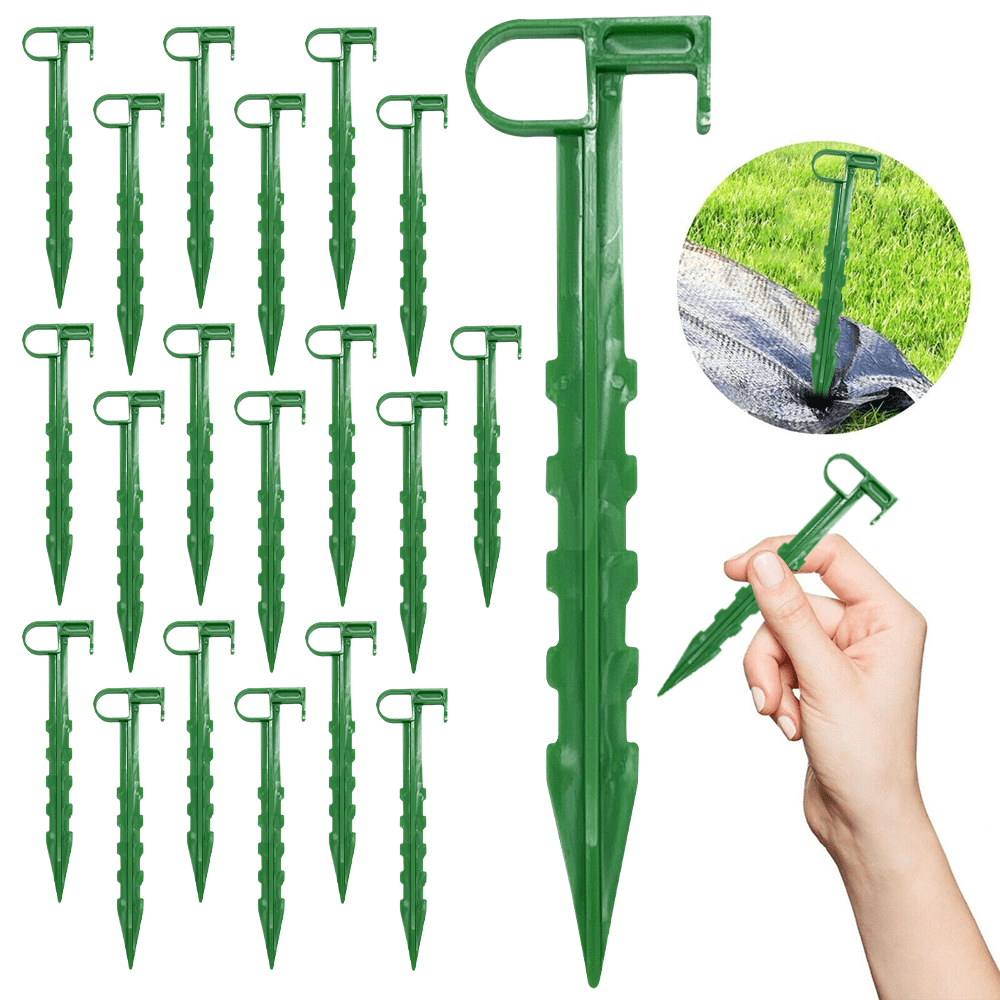 20-100 Plastic Garden Pegs for Netting 140mm Plant Weed Bedding Pegging ...