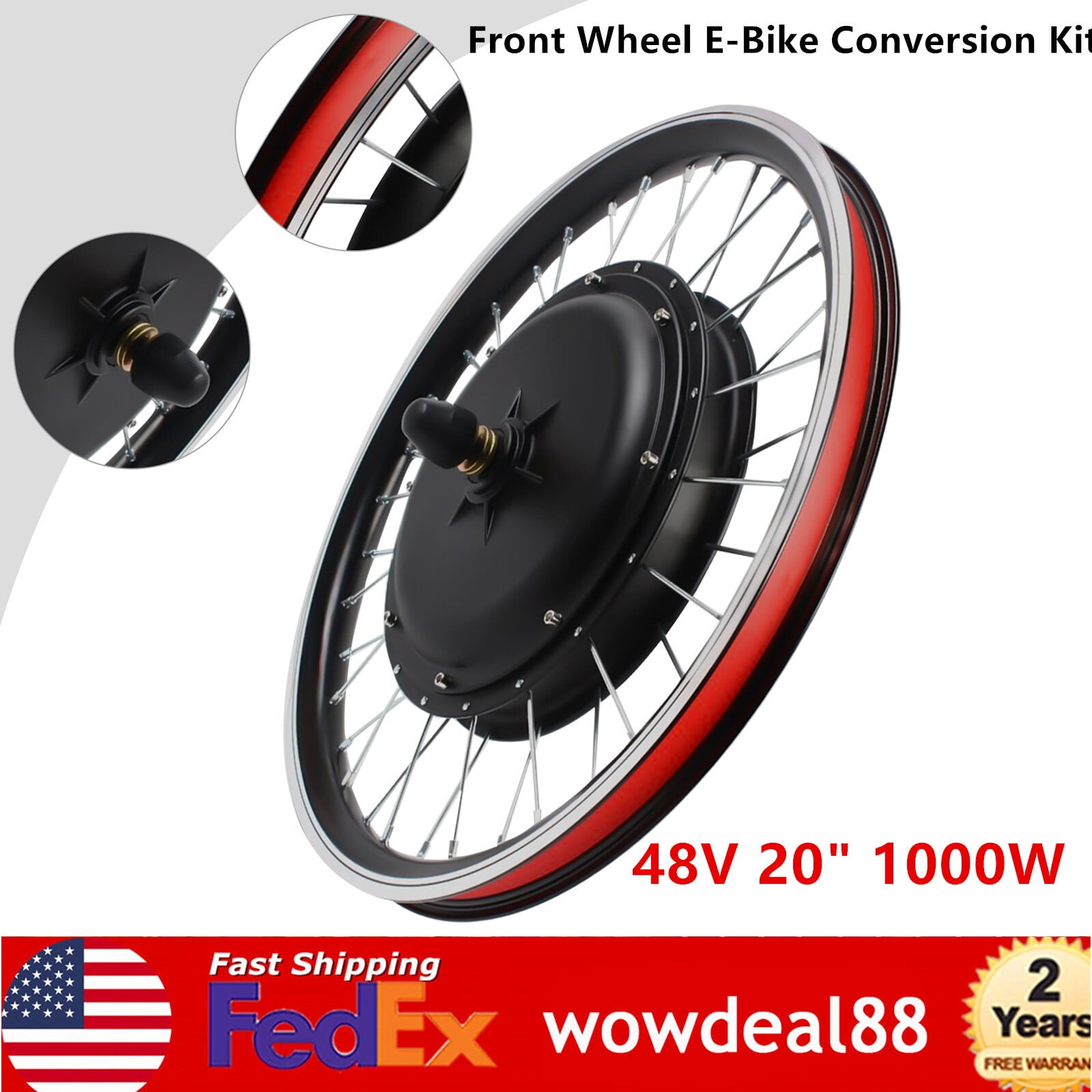 20" 1000W LED E-bike Conversion Kit Power Bicycle Front Wheel Hub Motor ...