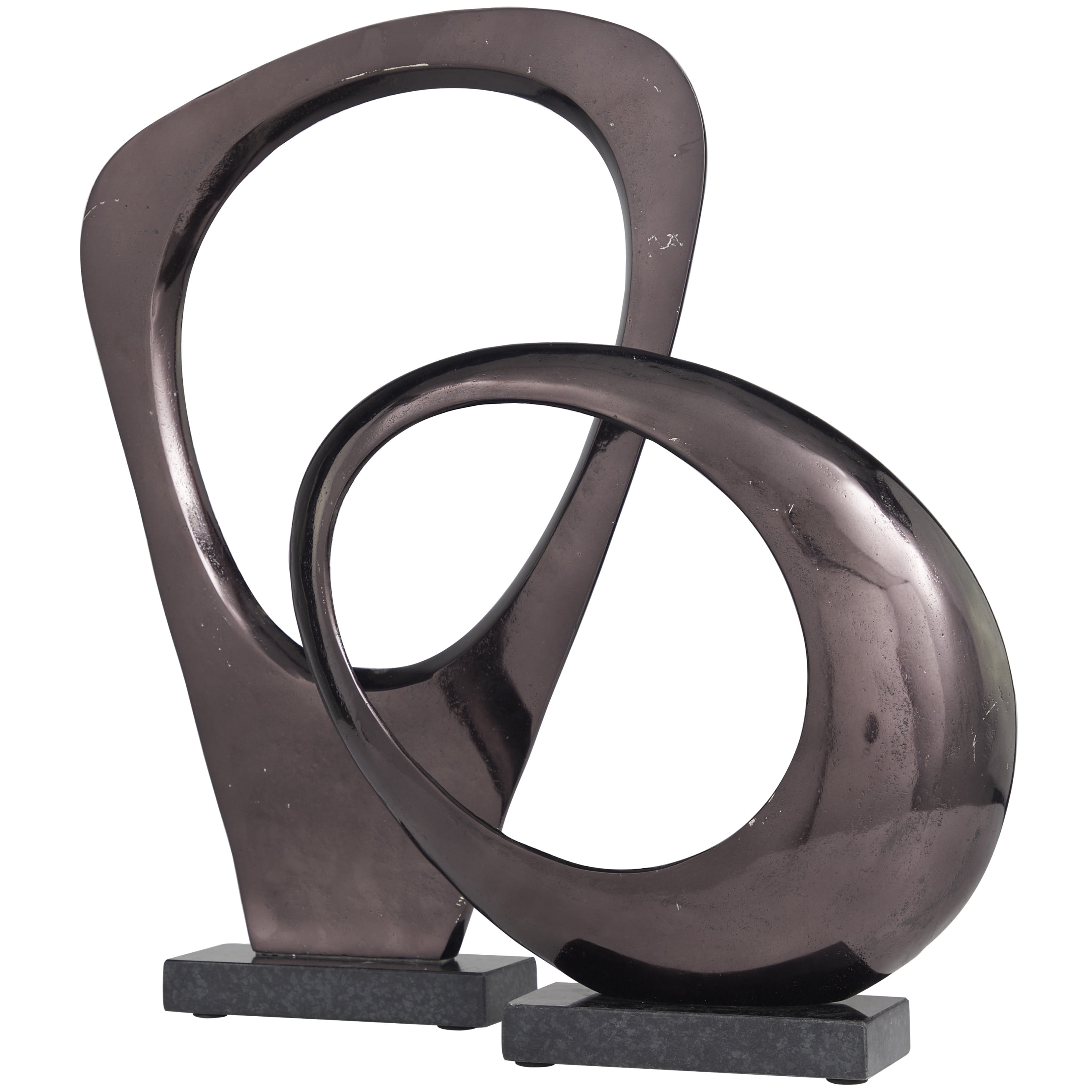 20", 13"H Dark Gray Aluminum Abstract Sculpture with Marble Base, by ...