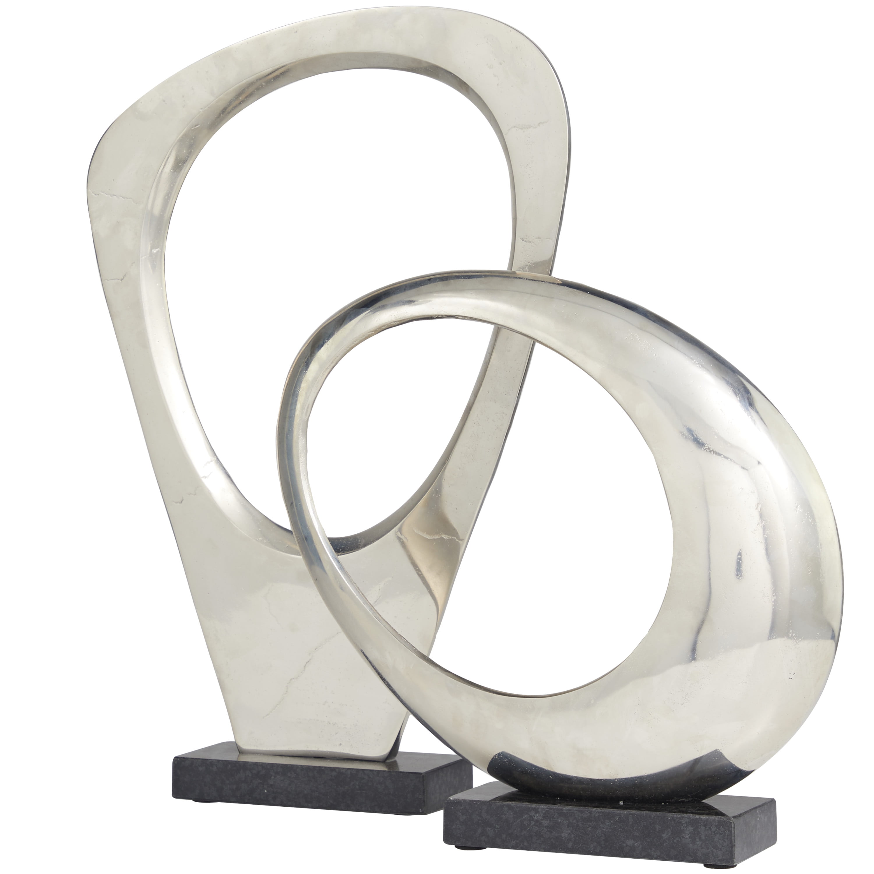 Free Shipping! DecMode Silver Aluminum Abstract Sculpture with Marble ...