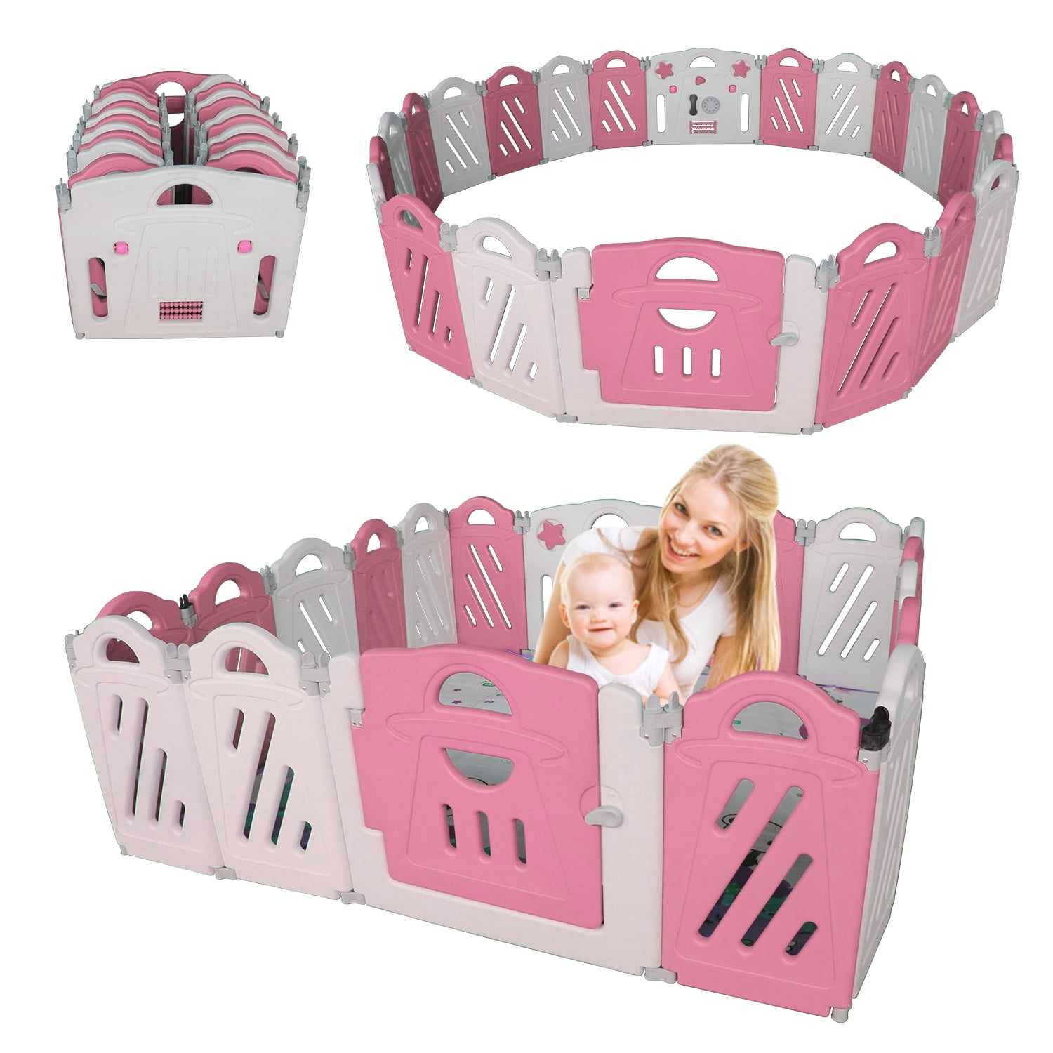 20+2 Panel Baby Playpen, Foldable Playard for Baby and Kids, Adjustable ...
