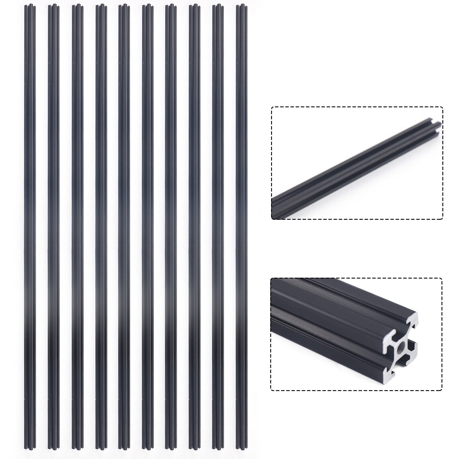 20*20*1000mm 2020 T-Slot Aluminum Extrusion For CNC 3D Printer Black 10 ...