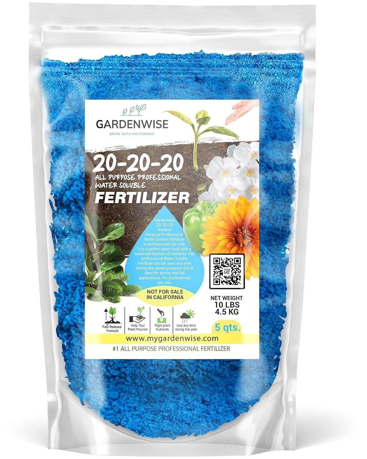 20-20-20 All Purpose Water Soluble Fertilizer, Plant Food, Promotes ...