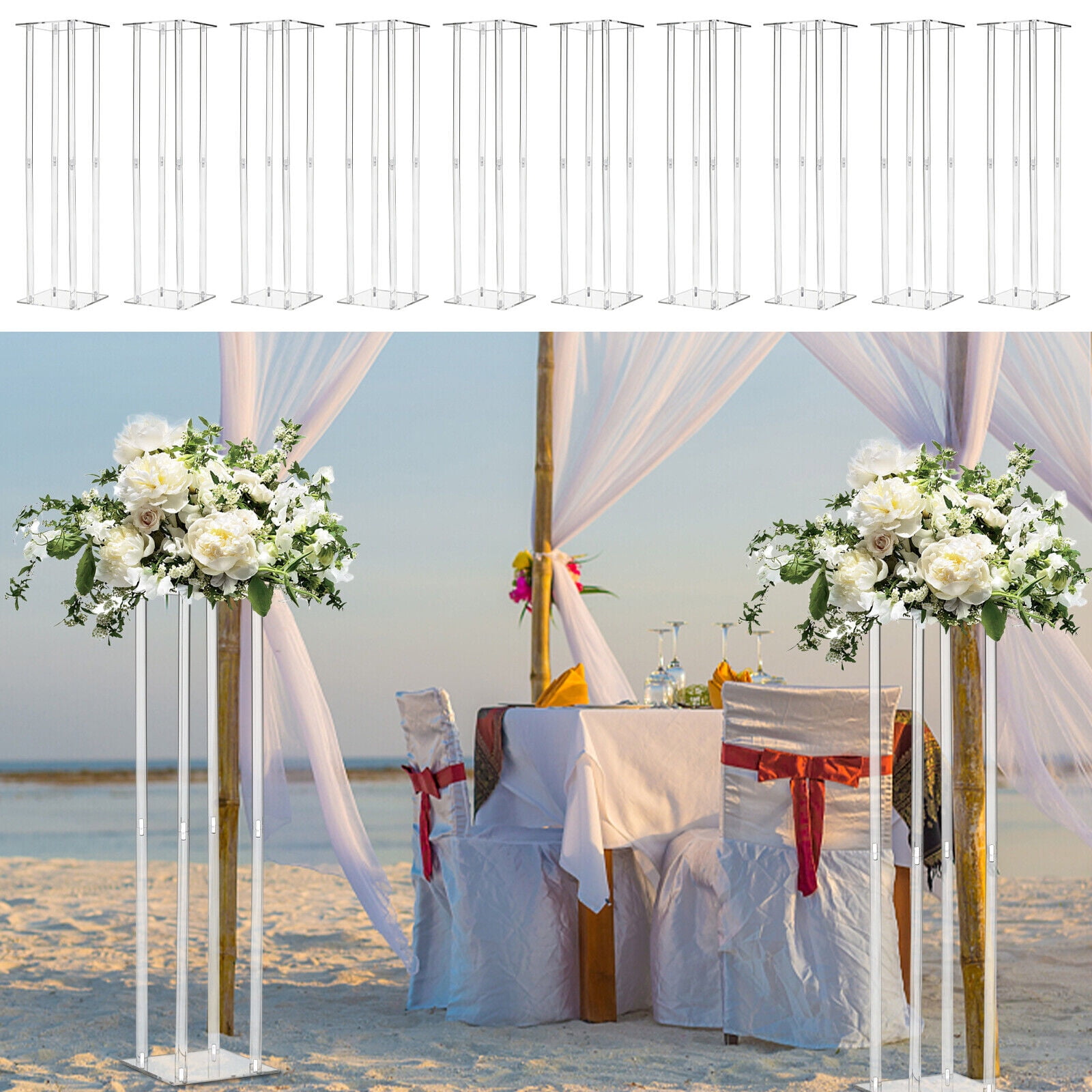20*20*80cm Acrylic Vases Wedding Centerpieces for Tables, Centerpiece ...