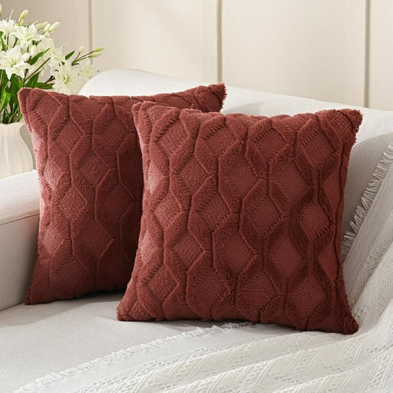 20×20 Inch Decorative Throw Pillow Cover Set, Soft Plush Fabric ...