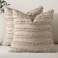 20×20 Inch Fringe Throw Pillow Cover 2-Pack Solid Color Textured ...
