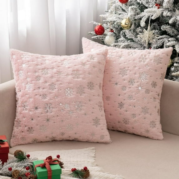 20×20 Inch Snowflake Throw Pillow Cover 2-Pack Plush Decorative Cushion ...