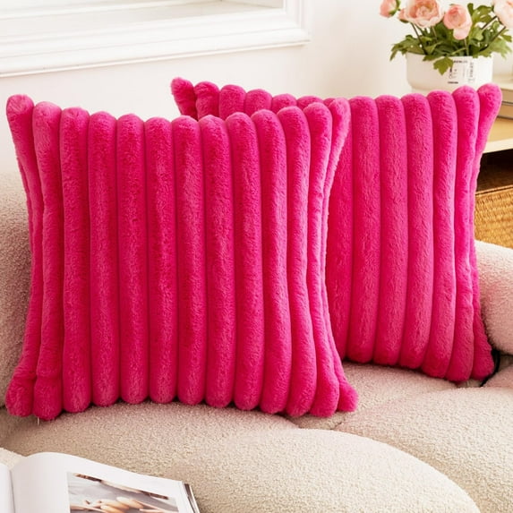 20×20Inch Plush Ribbed Throw Pillow Cover 2-Pack Soft Textured ...