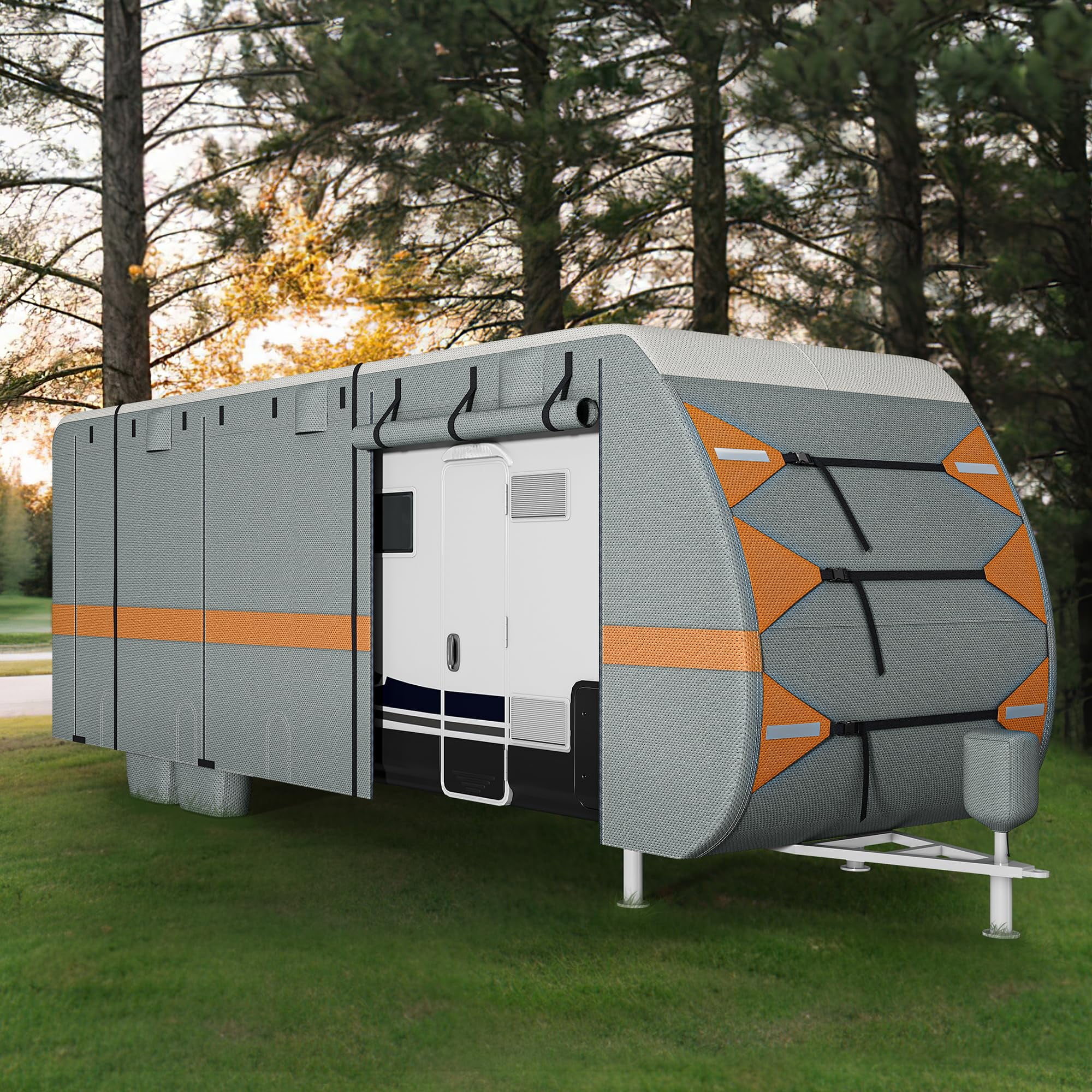 20-22FT Travel Trailer Cover RV Cover Camper Cover Super Thick Waterproof Windproof Anti-UV Rip ...