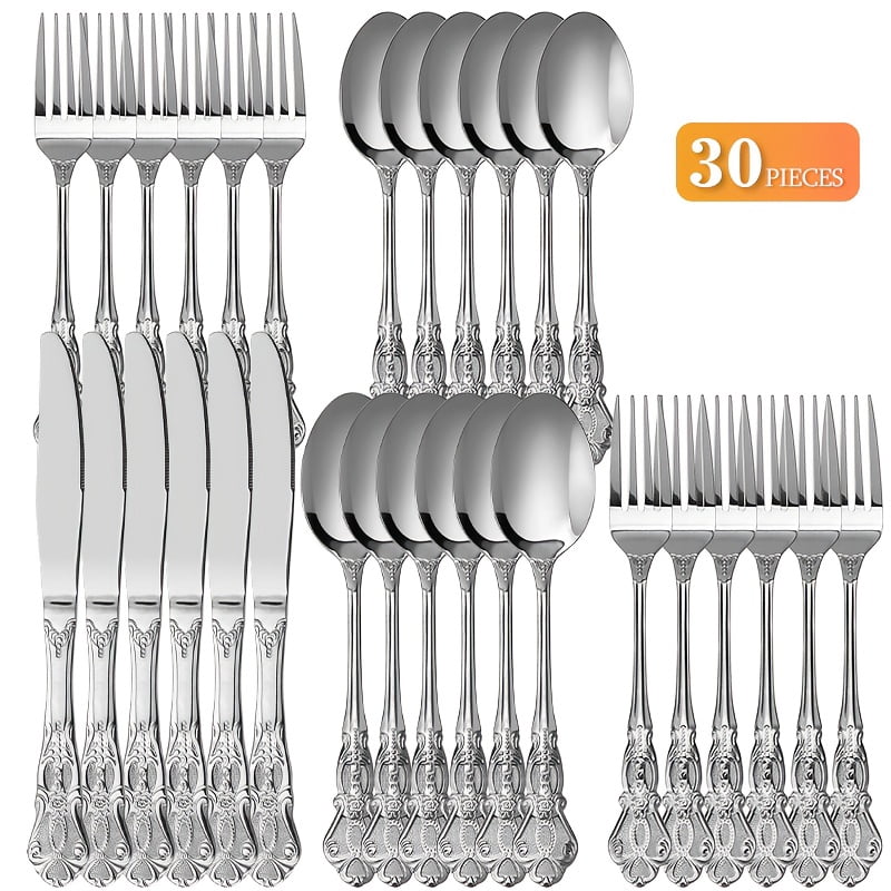20/24/30/40/60Pcs Golden Silverware Set, Stainless Steel Flatware ...