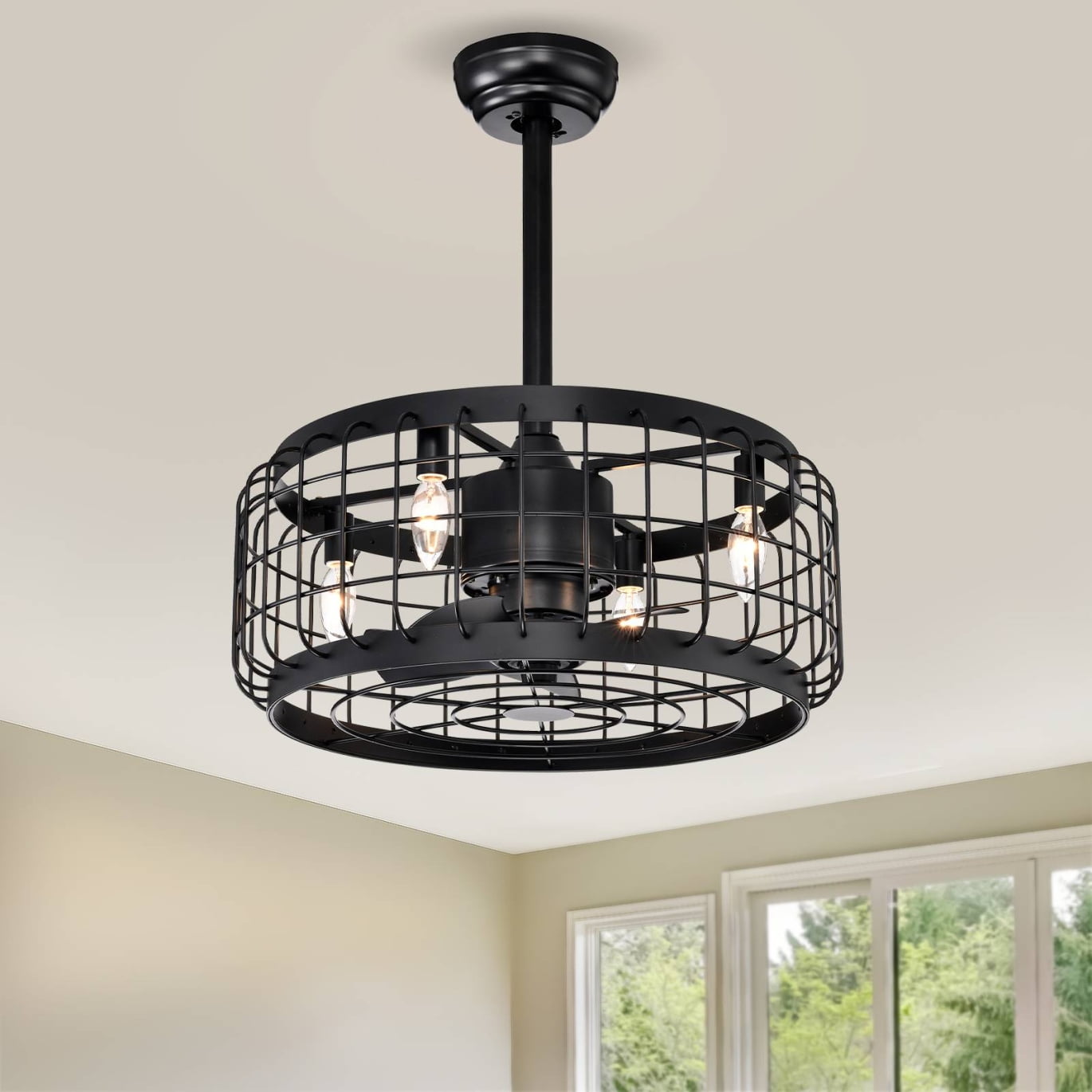 20.24" Ceiling Fan with Lights and Remote, Industrial Reversible Fan ...