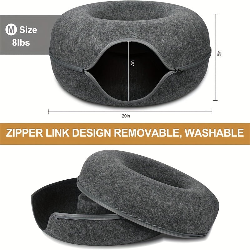 20-24 Inch Donut Shaped Cozy Cat Tunnel Bed - Tunnels for Indoor Play ...